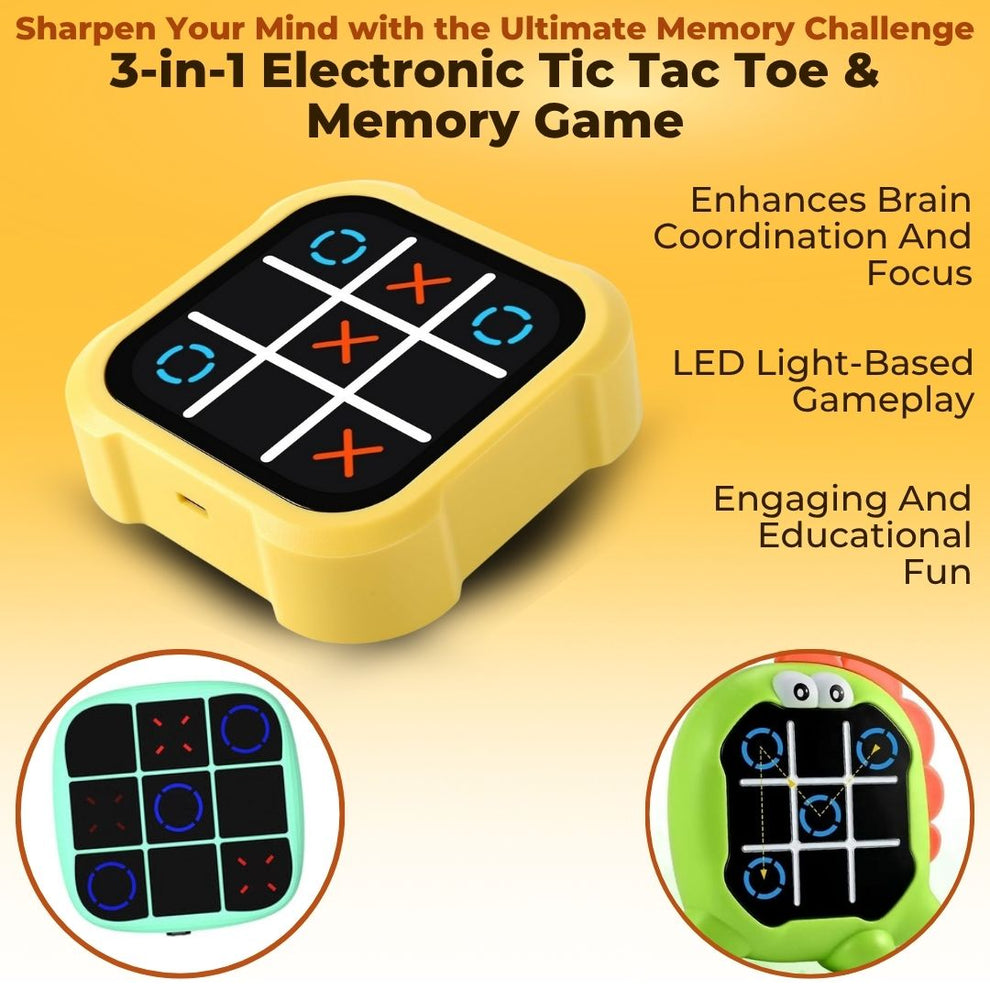3-in-1 Electronic Tic Tac Toe & Memory Game – Elite Group India