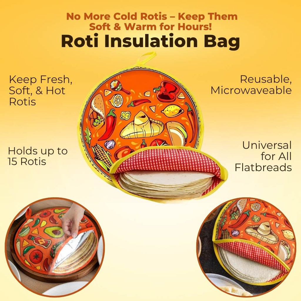 Roti Insulation Bag - Pack of 2 Bags (Capacity - 20 Roti Each Bag ...